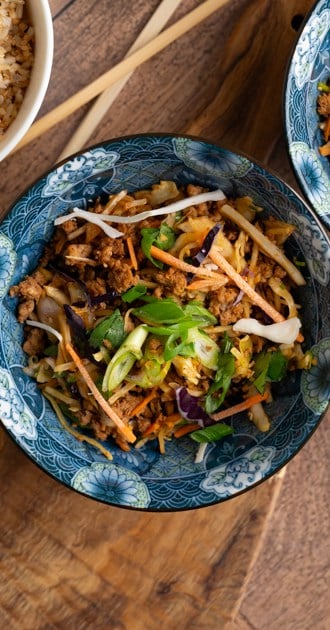 Inside-Out Egg Rolls (in a bowl EASY & low-carb) - LadyPearTree