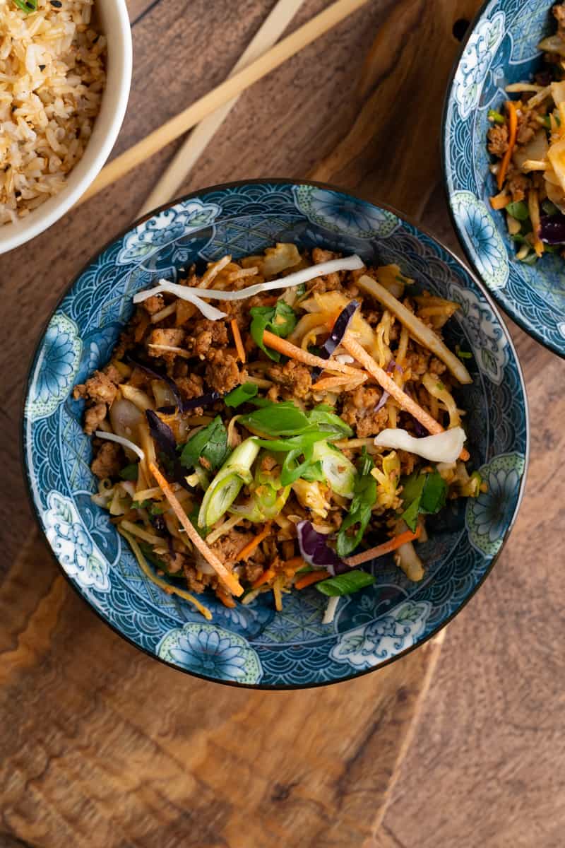 Inside-Out Egg Rolls (in a bowl EASY & low-carb) - LadyPearTree
