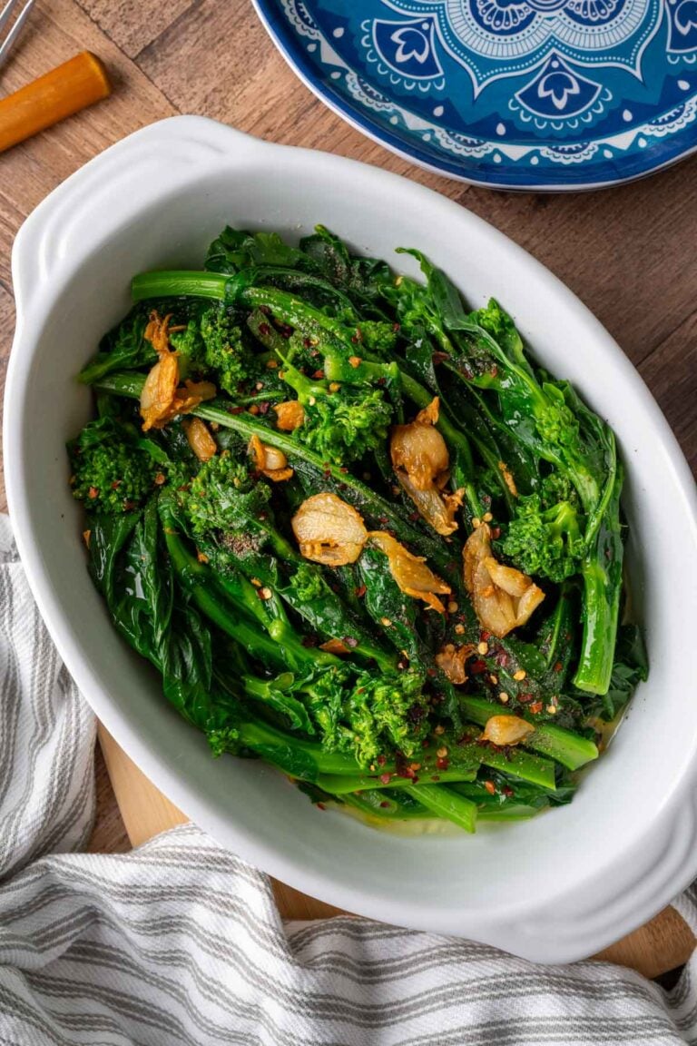 Rapini (Broccoli Rabe) with Garlic and Olive Oil - LadyPearTree